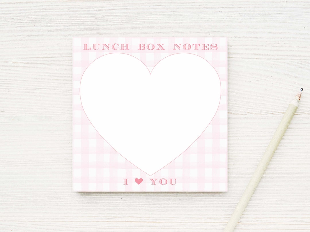 Pink Lunch Box Love Notes Notepad, Girl Gingham Notepad - Etsy