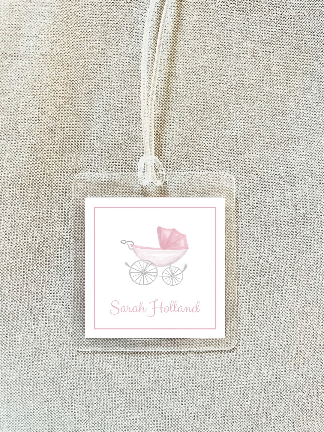 Personalized Watercolor Boy Baby Carriage Bag Tag, Laminated Luggage ...
