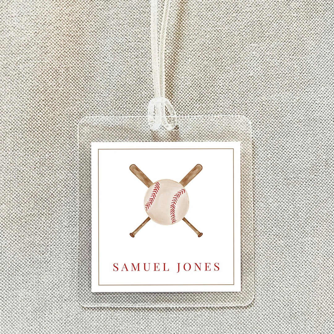 Personalized Watercolor Baseball Bag Tag, Laminated Boy Luggage Tag ...