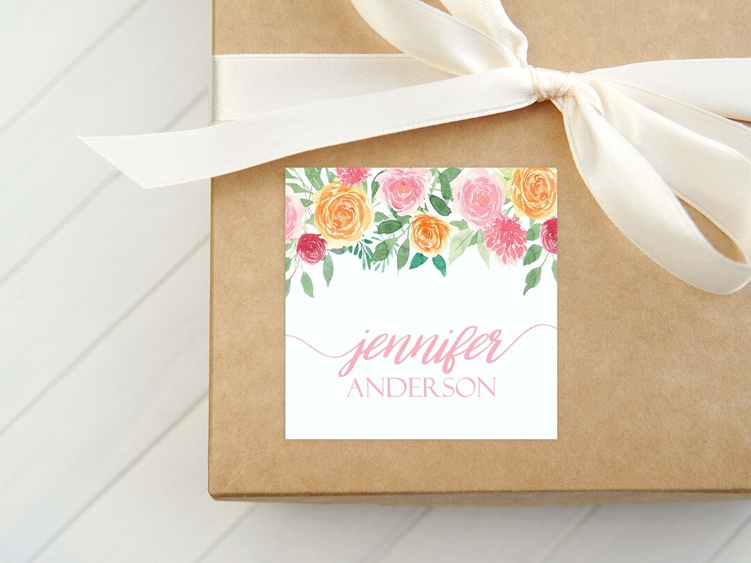 Personalized Watercolor Floral Calling Card | Colorful Enclosure Card ...