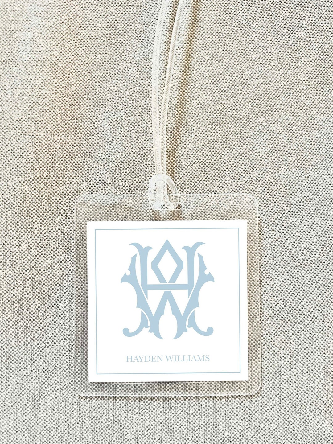 Personalized Interlocking Monogram Bag Tag, Family Square Luggage Tag ...