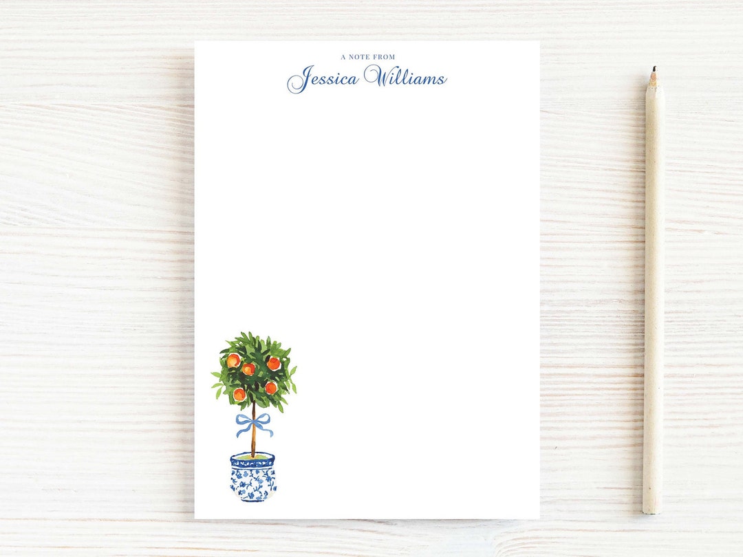 Personalized Orange Topiary Notepad, Women Greenery Notepad - Etsy
