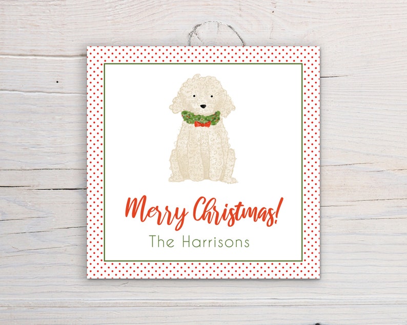 Personalized Watercolor Christmas Calling Card or Sticker | Dog ...