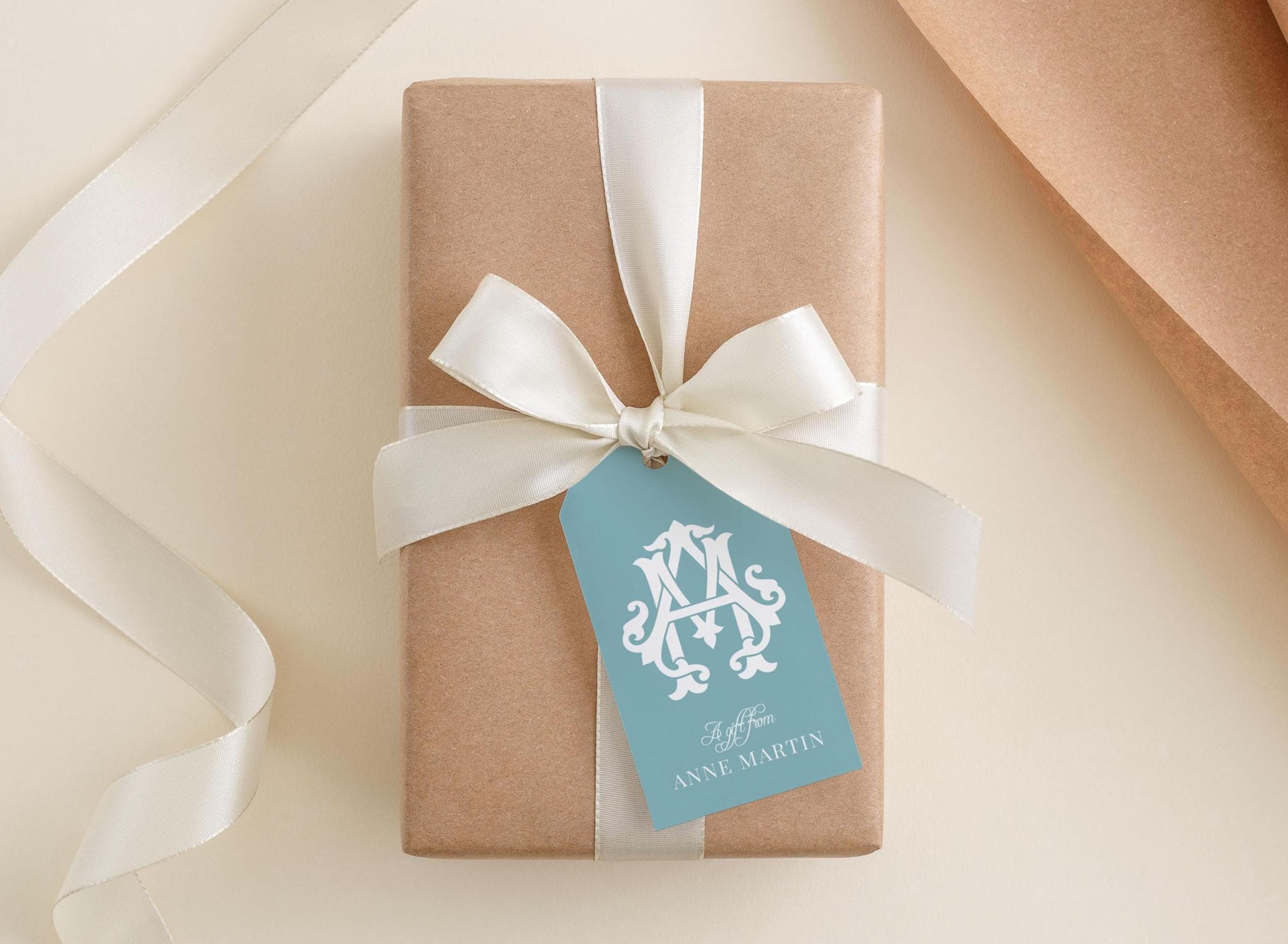 2 X 3.5 Inch Personalized Interlocking Monogram Gift Tags | Custom Gift ...
