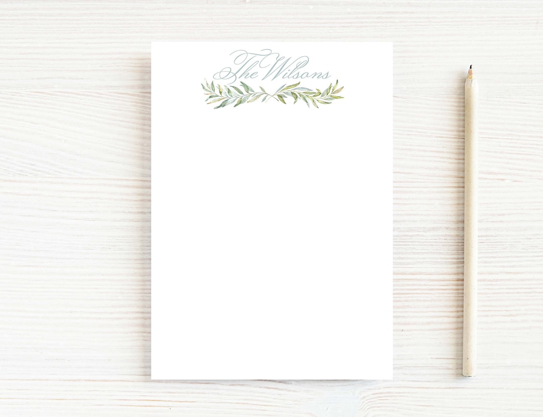 Personalized Watercolor Greenery Notepad, Floral Women Notepad - Etsy
