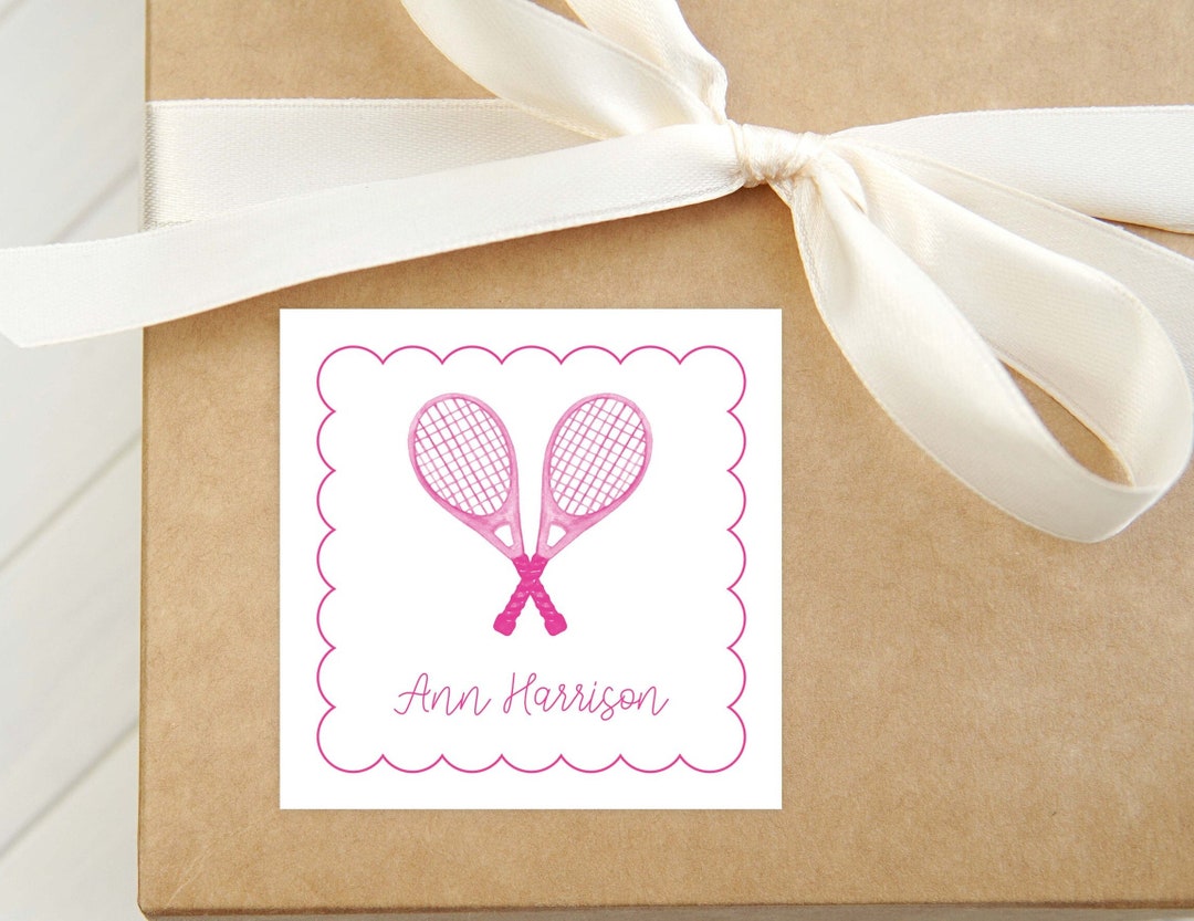 Personalized Pink Watercolor Tennis Gift Tag, Girl Enclosure Card ...