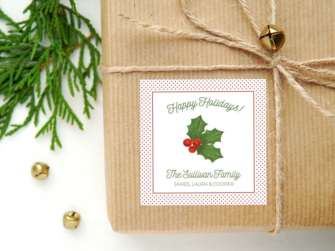 Personalized Watercolor Christmas Calling Card or Sticker | Happy ...