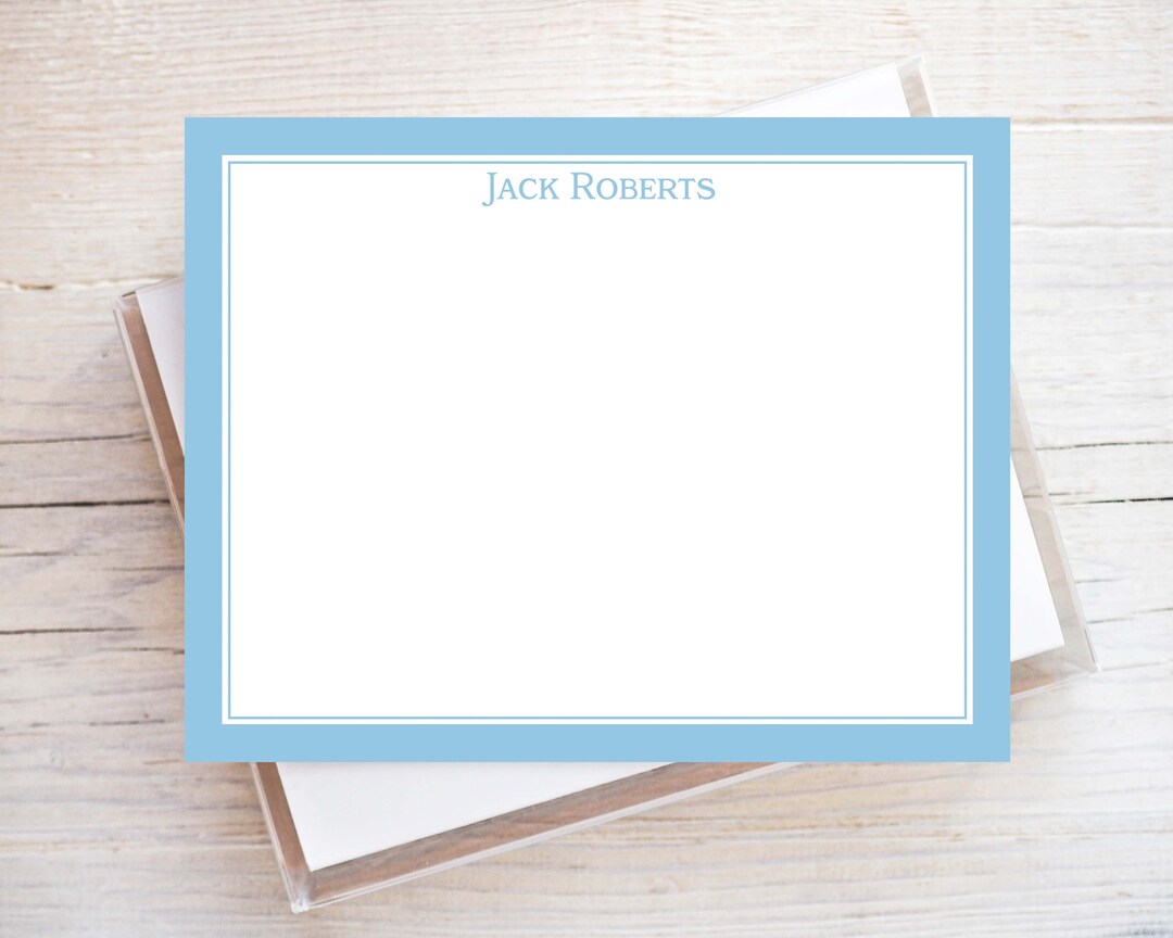Personalized Border Stationery, Flat Notecard Set, Family Initial ...