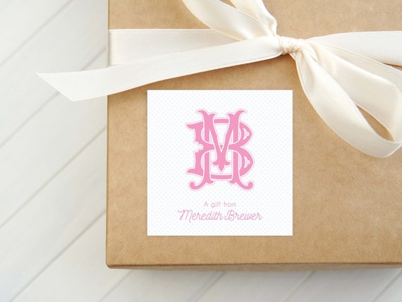 Personalized Pink Calling Card Interlocking Chic Monogram | Etsy