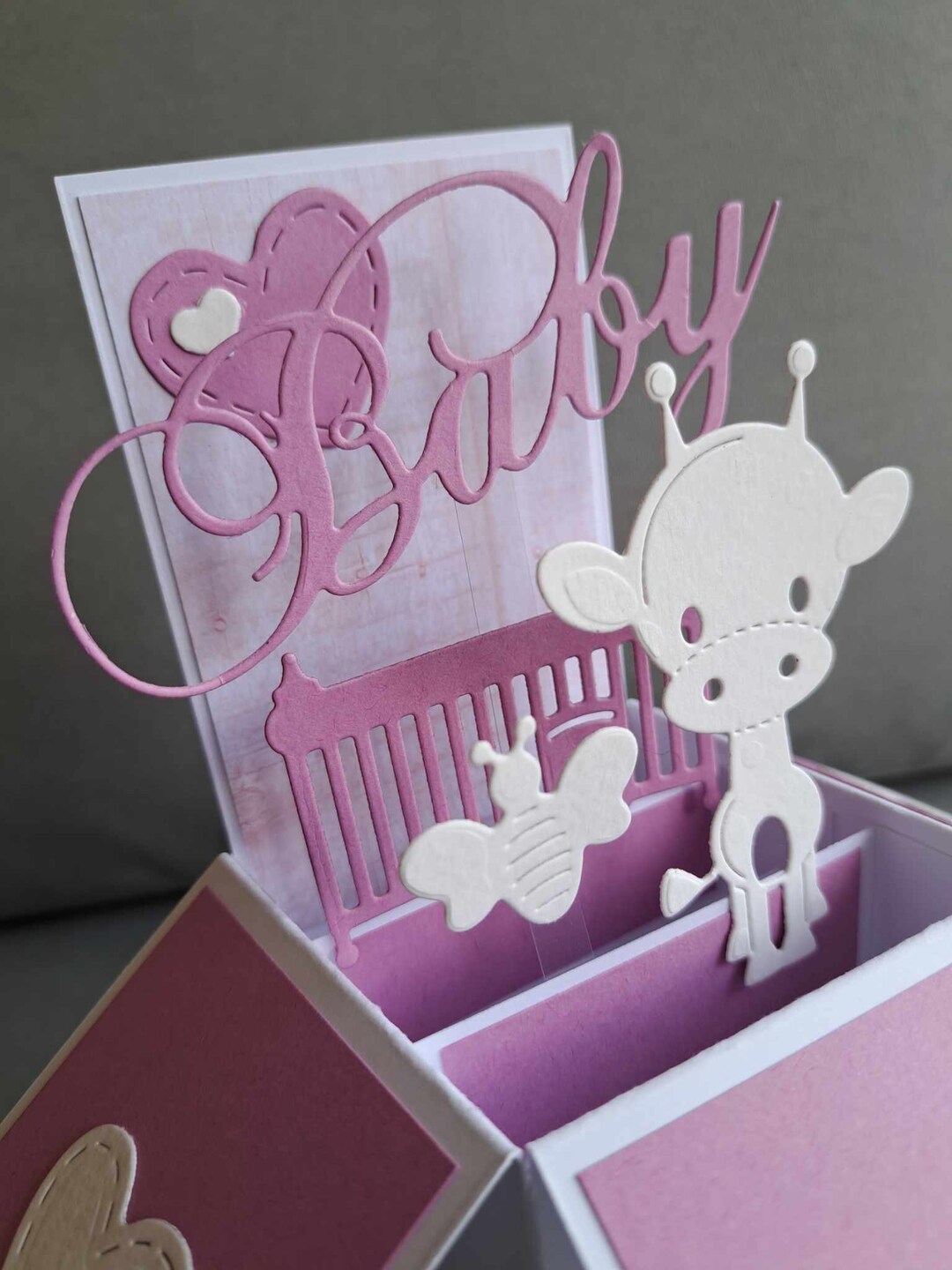 Pop up Baby Pink Giraffe, 3D Card, New Baby Card, Pop up Card, Baby ...