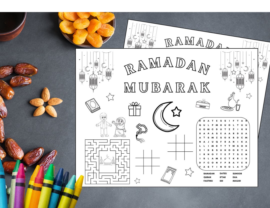Ramadan Printable Placemat, Ramadan Kids Iftar Activity, Ramadan Table ...