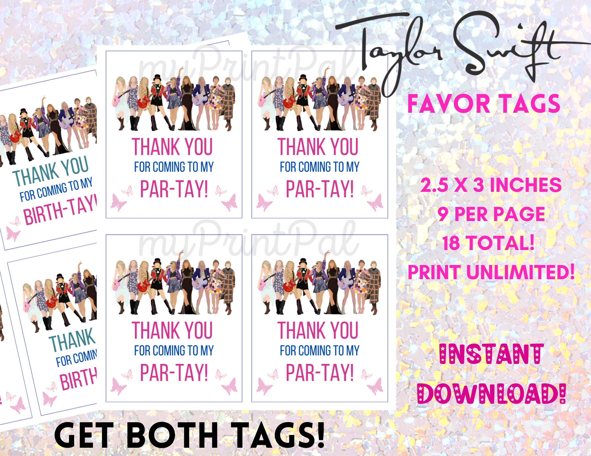 Taylor Swift Eras Thank You Tag, Eras Party Favor Tag, Taylor Party ...