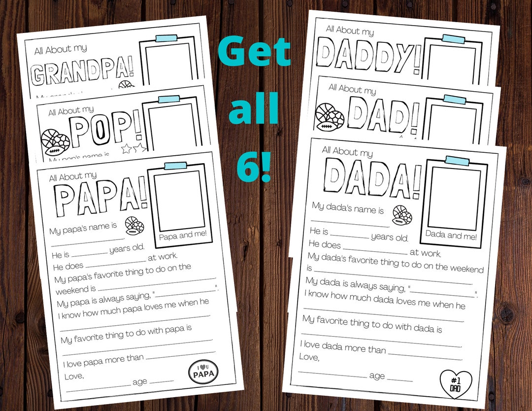 Father's Day Printables, All About My Dad, All About My Daddy, All ...