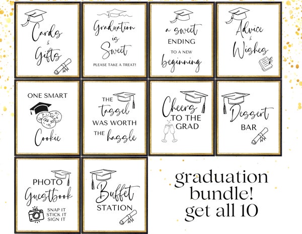 Graduation Party Sign Bundle, Graduation Table Signs, Grad Party Decor ...