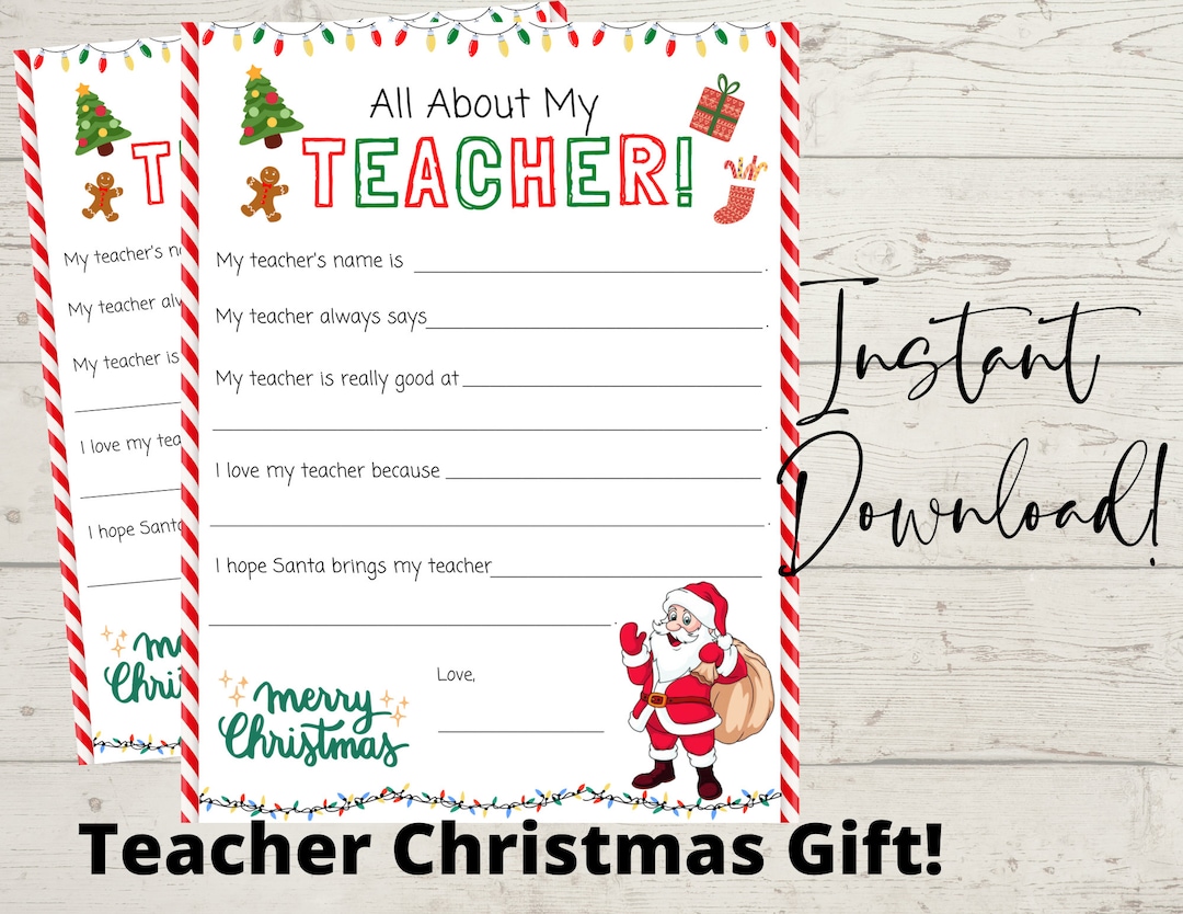 All About My Teacher Printable Christmas Gift - Etsy