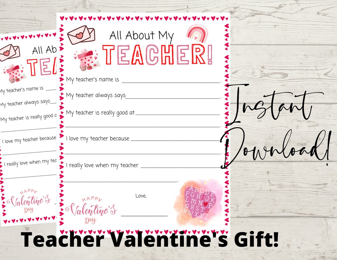 All About My Teacher Printable, Teacher Appreciation Printable ...