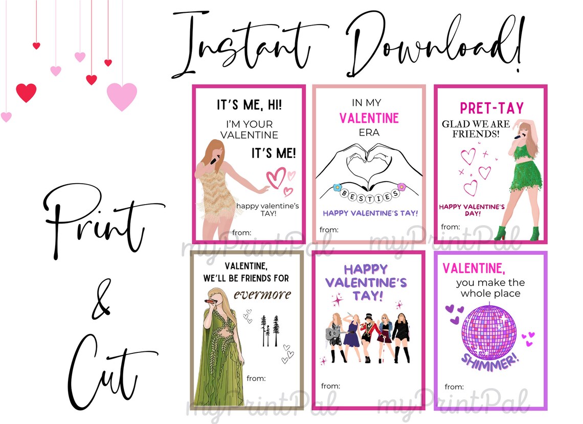 Taylor Swift Valentine's Cards, Swift Exchange Cards, Taylor Eras Tour ...