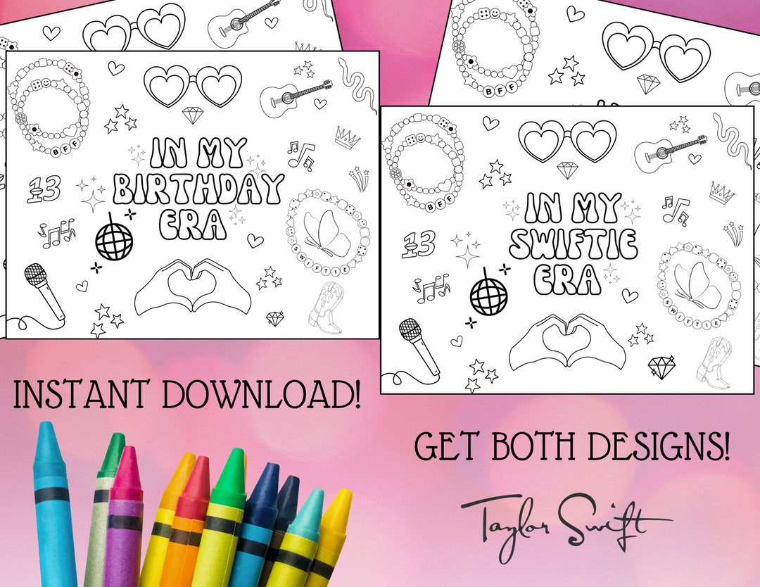 Taylor Swift Coloring Activity, Taylor Swift Coloring Placemat, Taylor ...