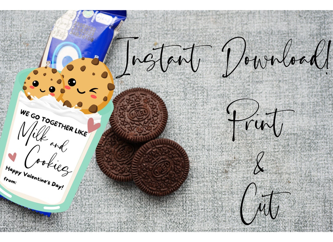 We Go Together Like Milk and Cookies Valentines Day Exchange Cards ...