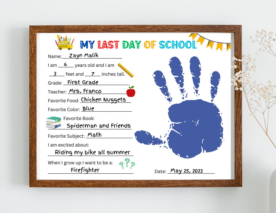 Last Day of School Printable, Kindergarten Graduation Keepsake ...