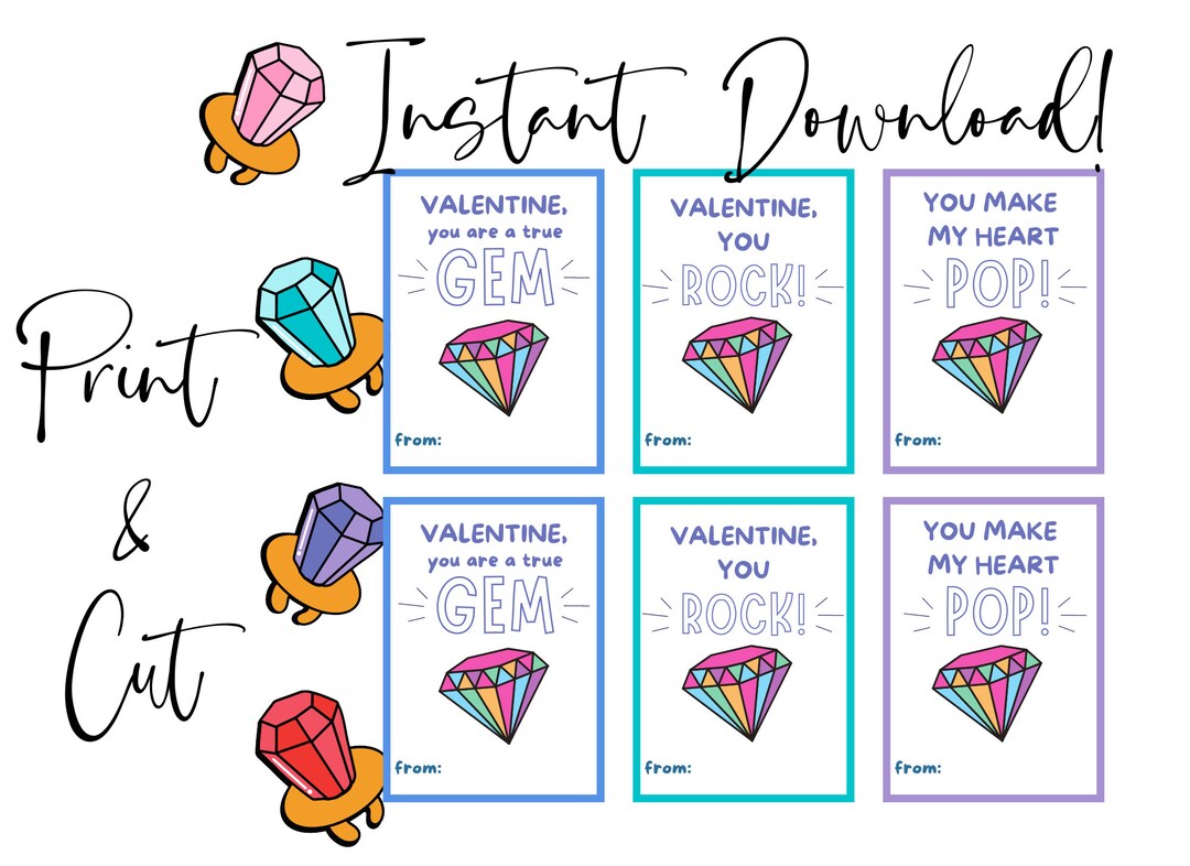 Ring Pop Valentines Exchange Cards, Ring Pop Valentines Tags - Etsy