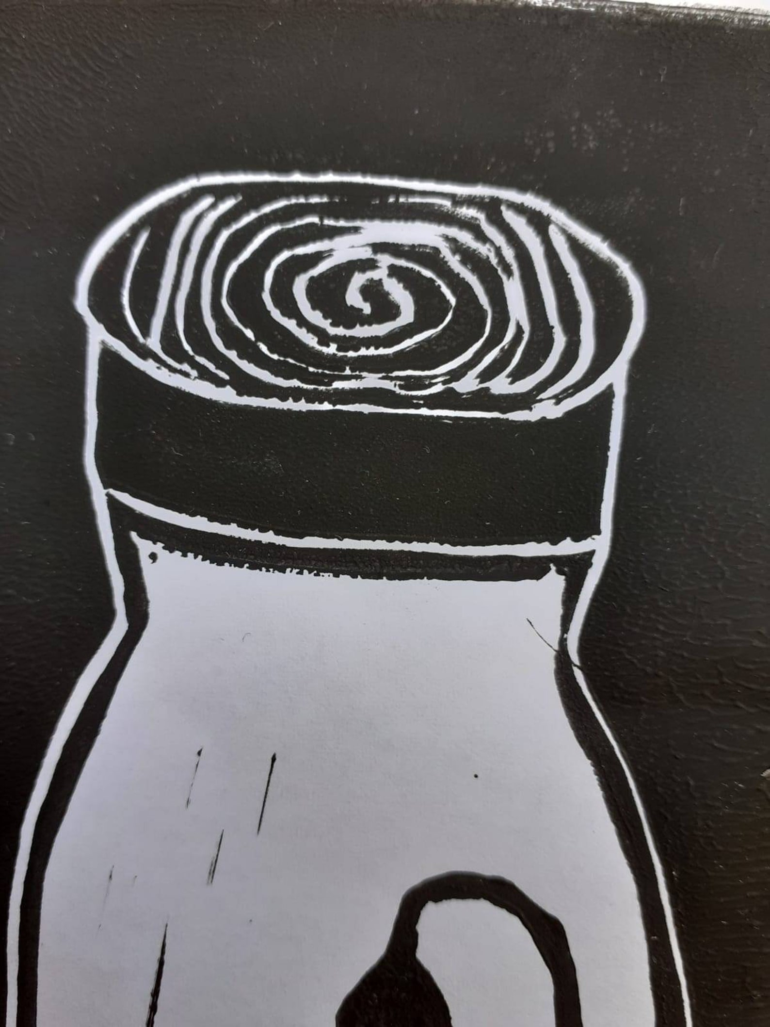 Isolation Horror Lino Print of Lady and Flower in a Bottle Jar - Etsy