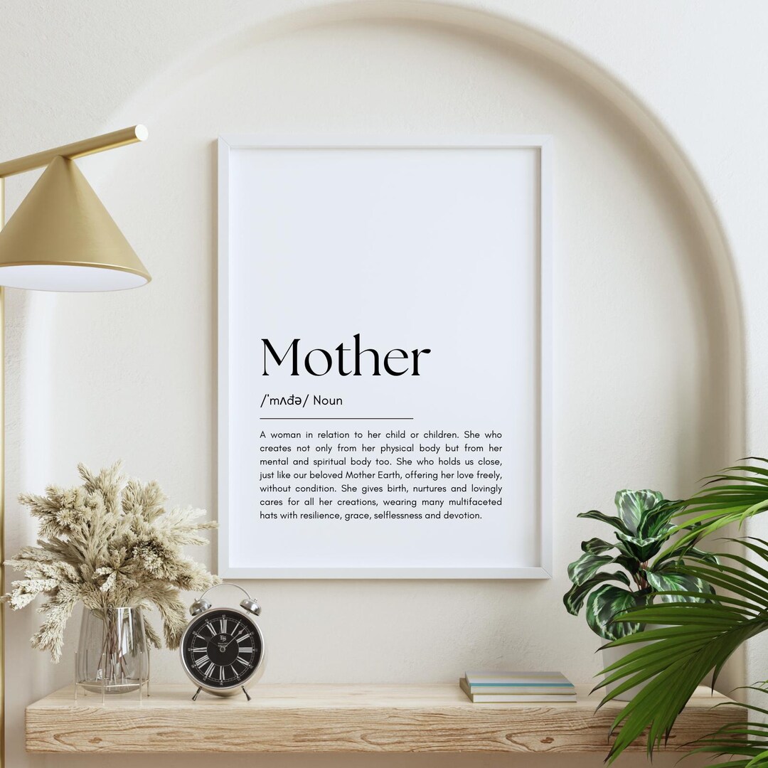 Mother Definition Print | Meaningful Mum Gift | Minimalist Wall Art ...