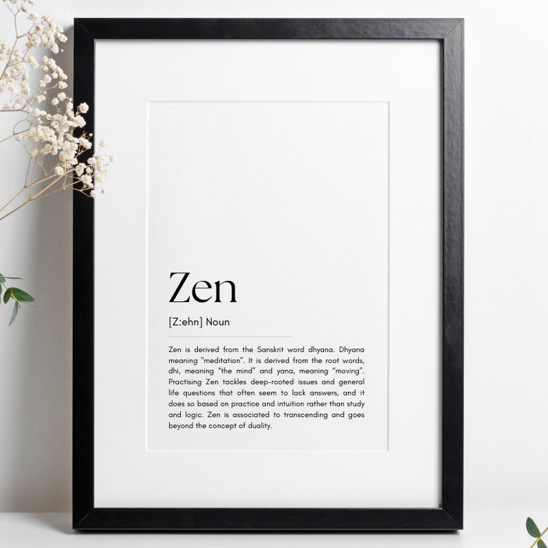 Zen Definition Printable Wall Art Inspirational Saying Zen - Etsy