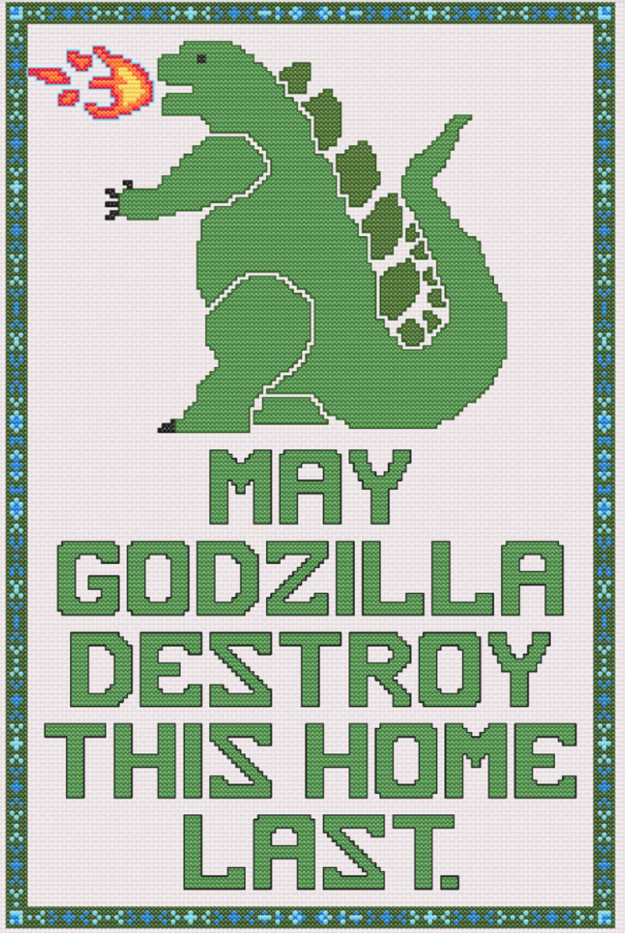 Kawaii Godzilla Cross Stitch Pattern PDF Download File - Etsy