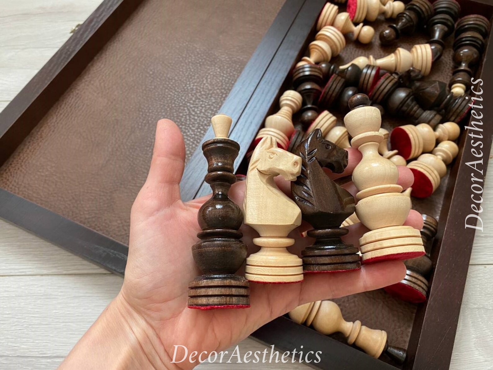Handmade Wooden Chess Pieces, Classic Carved Chessmen - Etsy