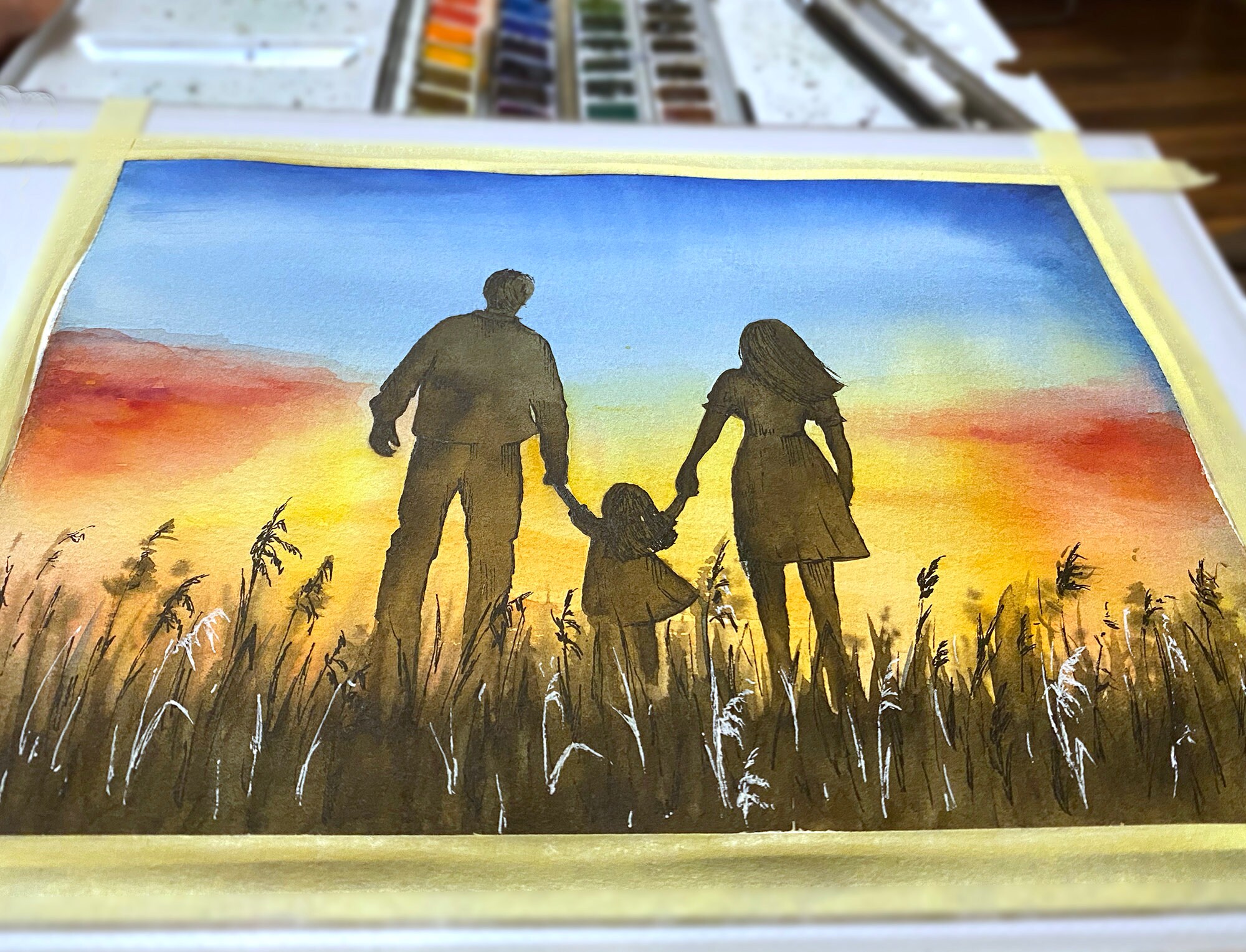 Faceless Portrait Painting Family With Child Original Art | Etsy