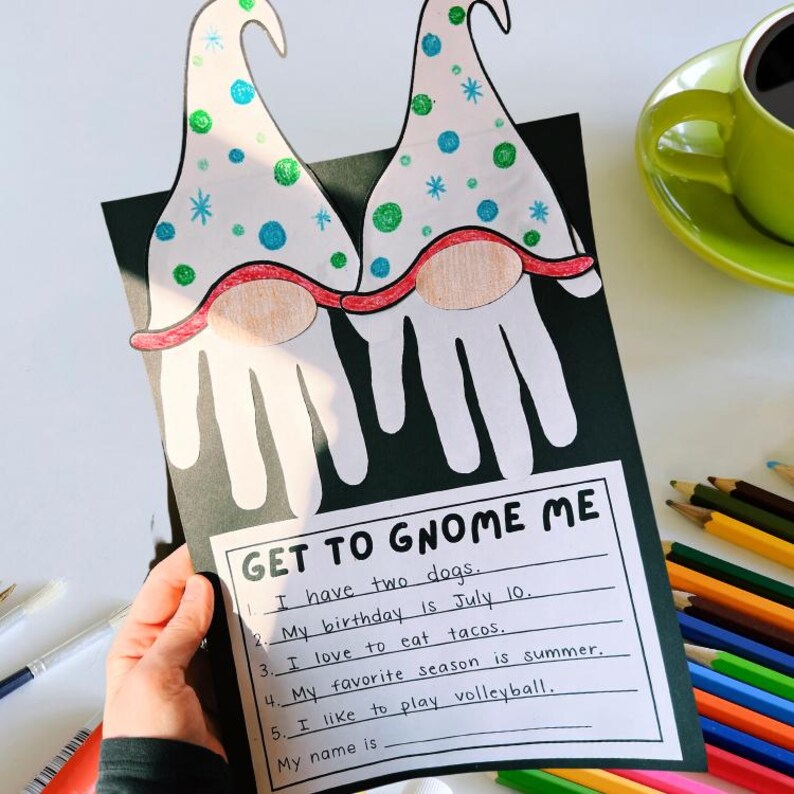 Gnome Hand Print Craft | Holiday Gnome | Christmas Gnomes | Winter ...