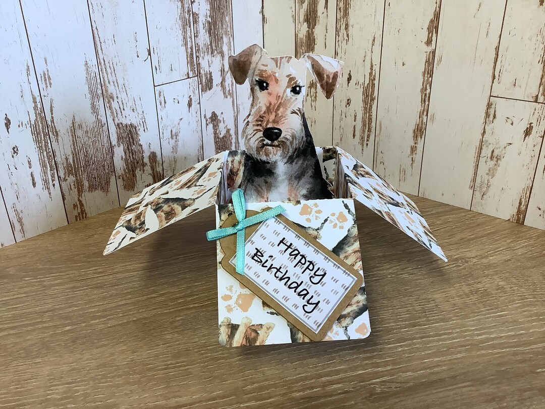 Welsh Terrier Pop up Box, 3D Birthday Card, PERSONALISED All Occasions ...