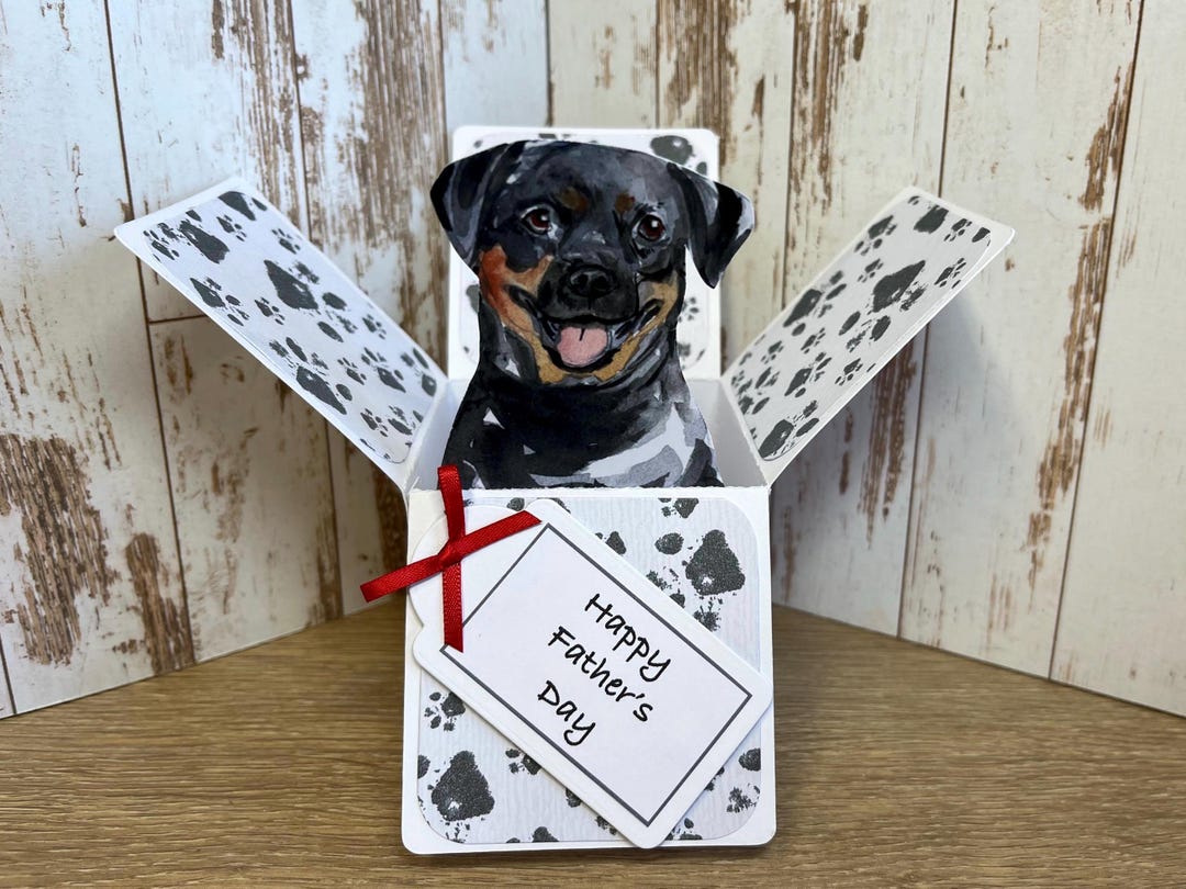 Rottweiler Dog PERSONALISED Pop up Box 3D All Occasions, Paw Prints ...