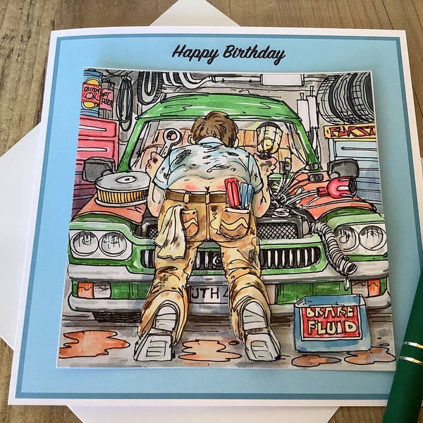 Car Mechanic Birthday Card - Etsy UK