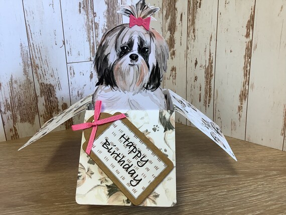 Shih Tzu Pop up Box 3D Birthday Card PERSONALISED All - Etsy UK