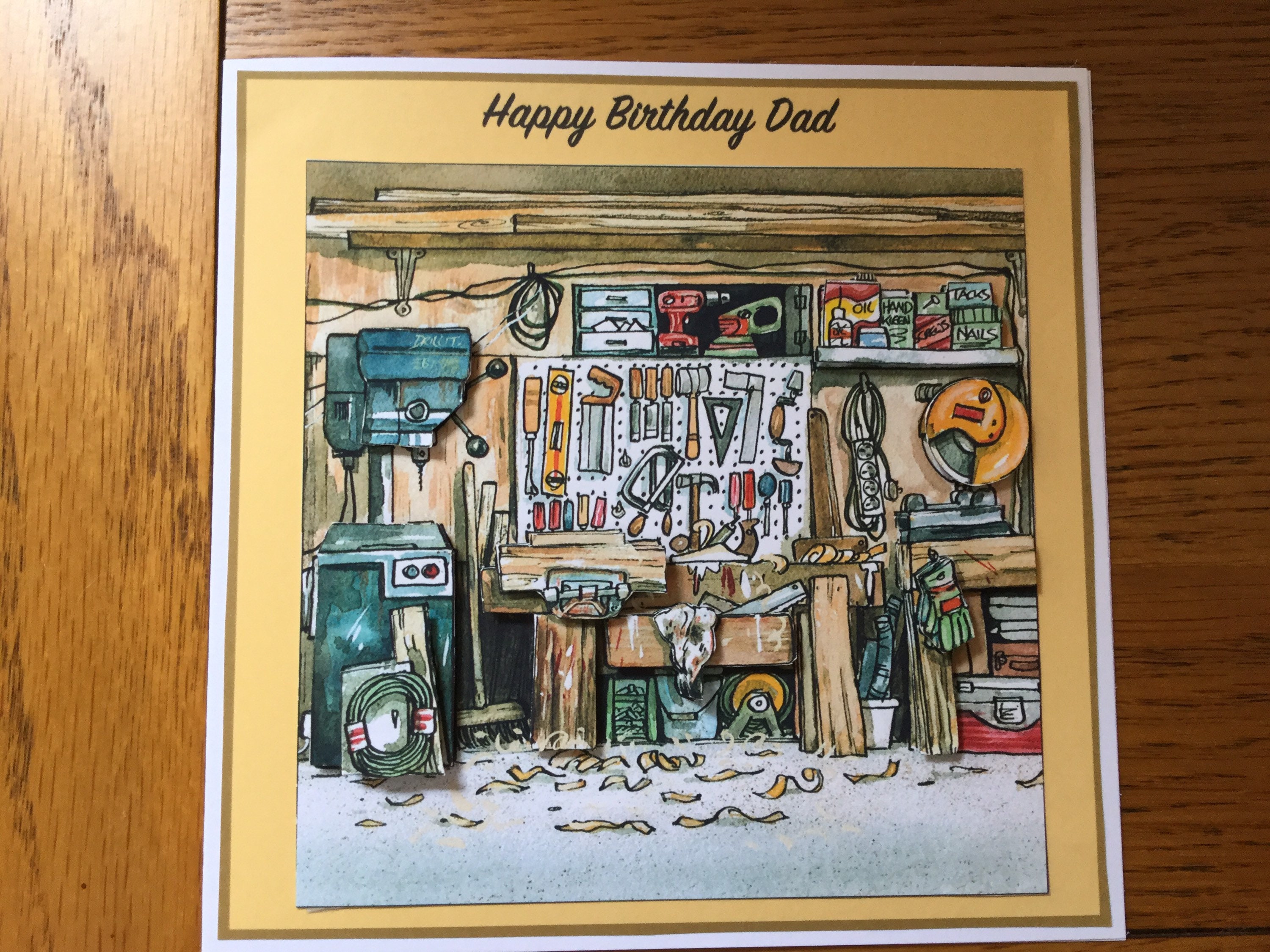 Shed Card, Workshop, PERSONALISED, for All Occasions, Decoupaged ...
