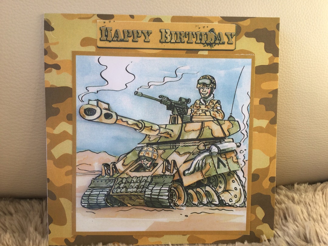 Soldier, Army Tank Birthday Card, Decoupaged, Handmade. - Etsy