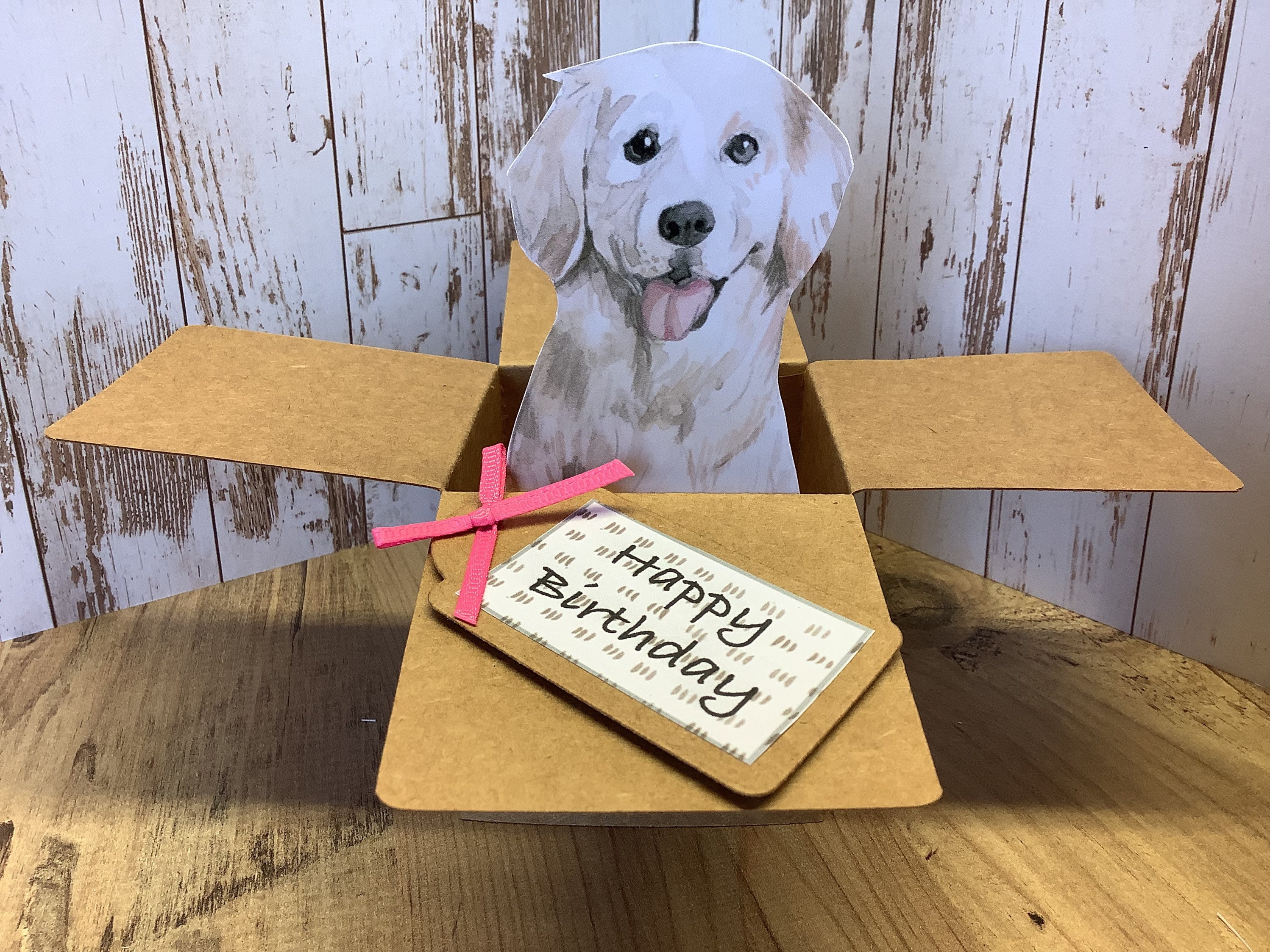Golden Retriever Pop up Box 3D Birthday Card PERSONALISED - Etsy UK