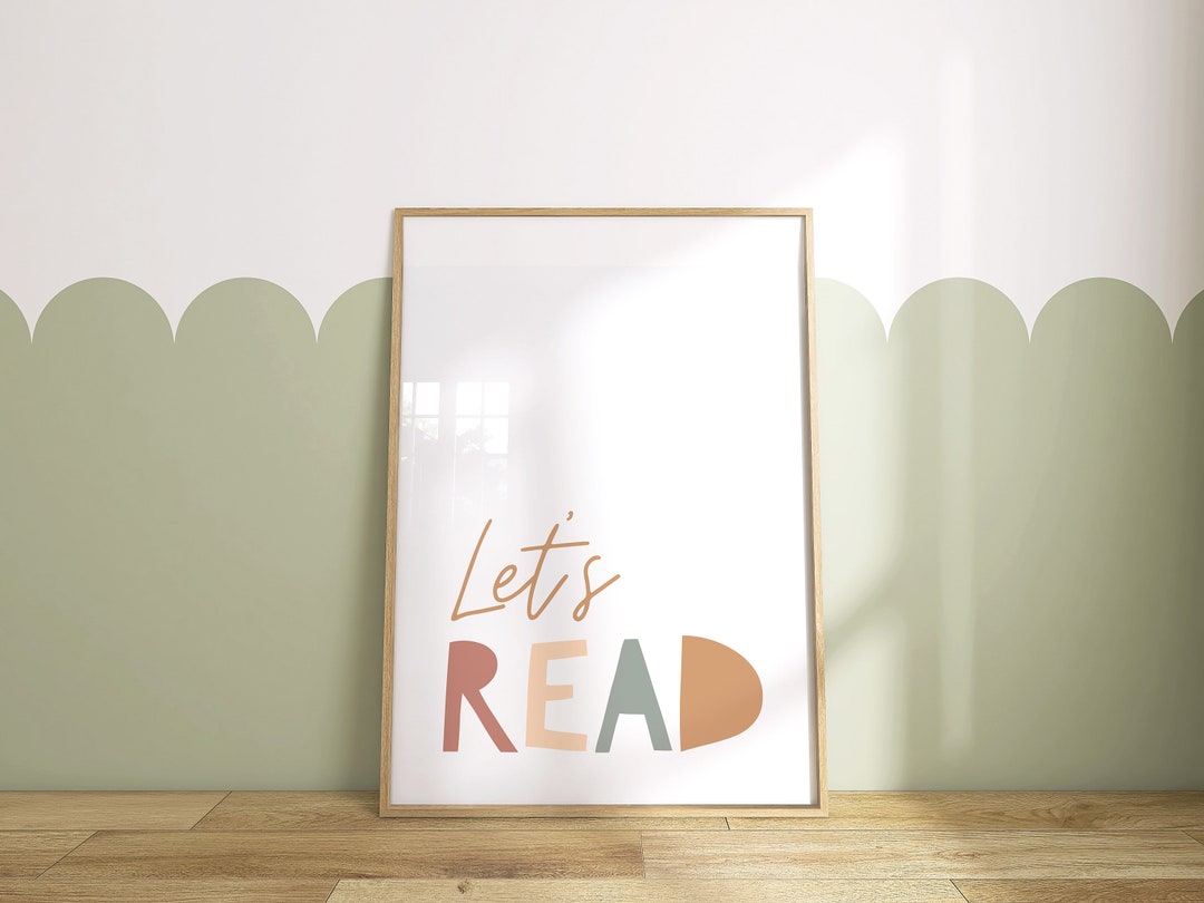 Let's Read Poster: in Muted Colors for Kids' Room Décor, UNFRAMED - Etsy