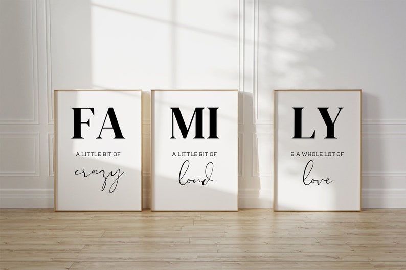 Set of 3 Family Prints Family Quote Wall Art Family Wall - Etsy