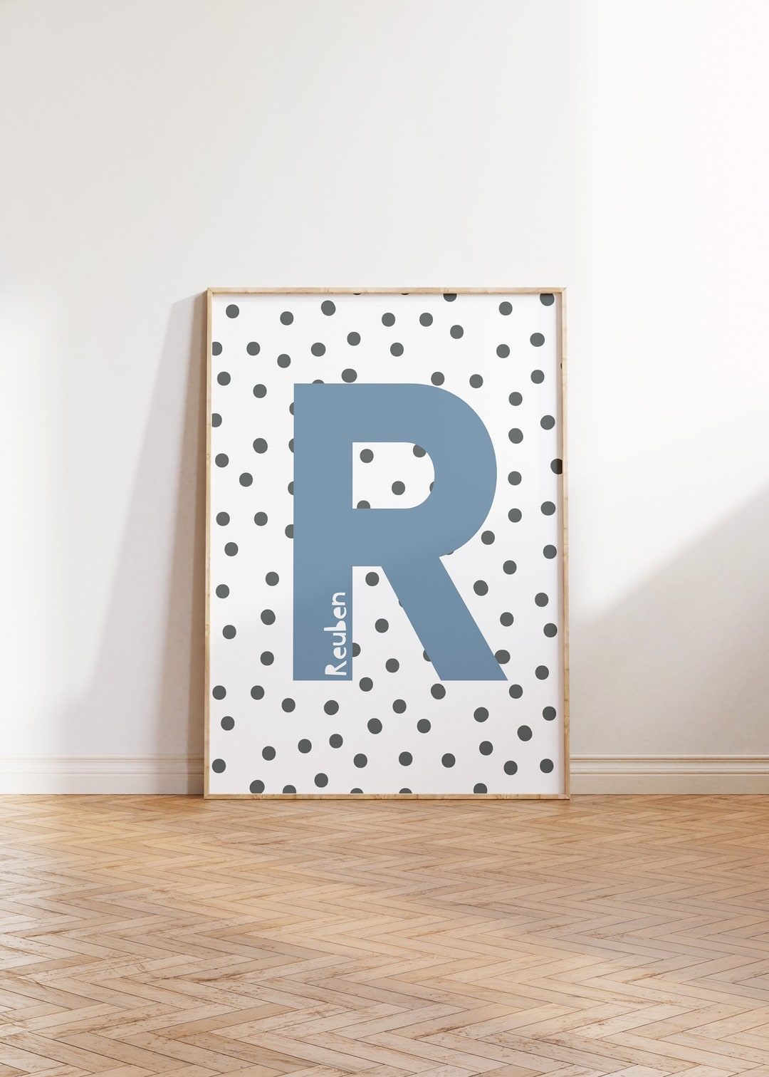 Initial Print, Personalized Print Letter With Polka Dots, Nursery Decor ...