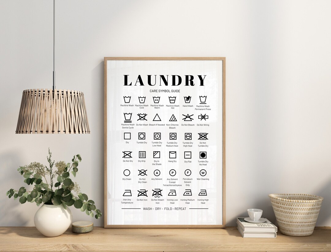 Laundry Care Symbol Guide Print, Laundry Room Decor, UNFRAMED - Etsy