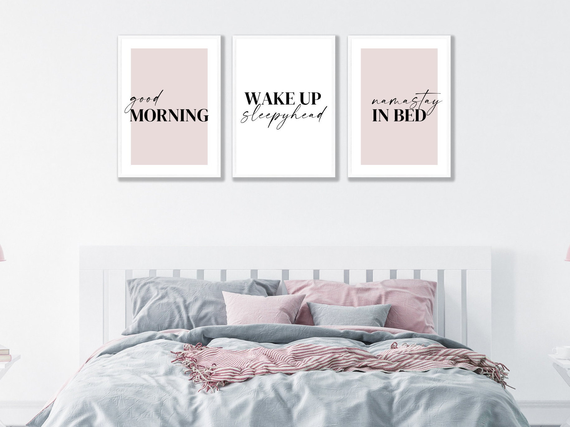 Bedroom Prints Set of 3 Above the Bed Decor Namastay in - Etsy UK