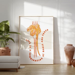 Spaghetti Print, Kitchen Wall Art, Pasta Wall Art, Modern Kitchen Wall ...