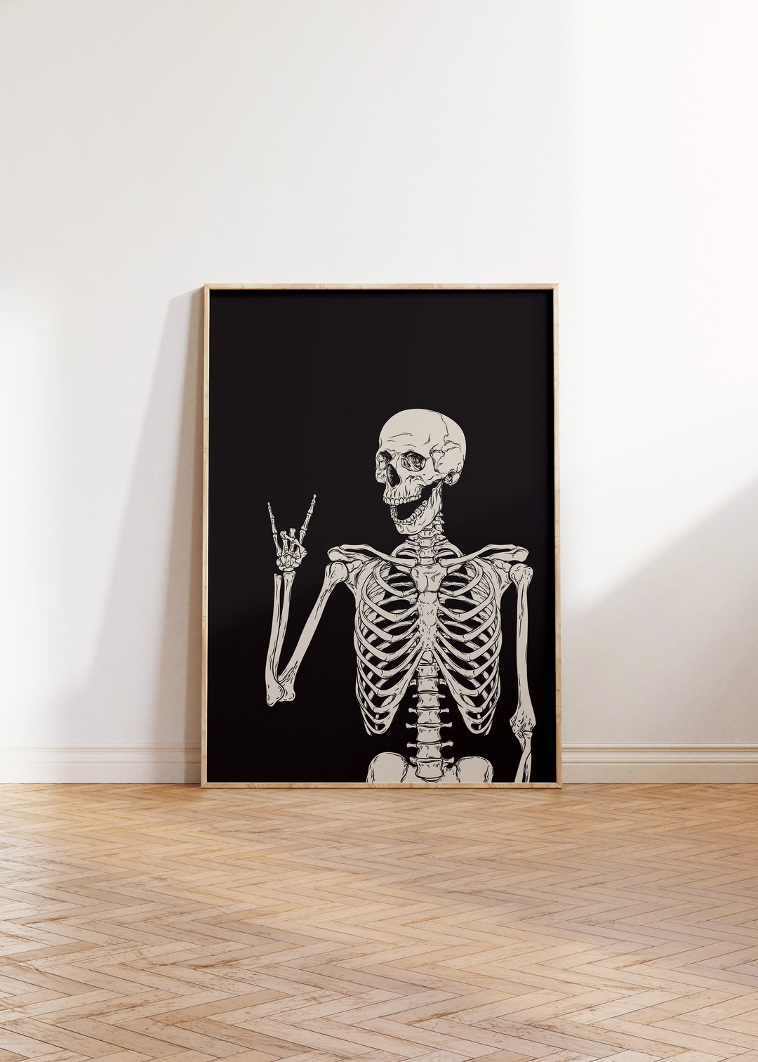 Smiling Skeleton Art Print: Spooky Halloween Poster - Etsy