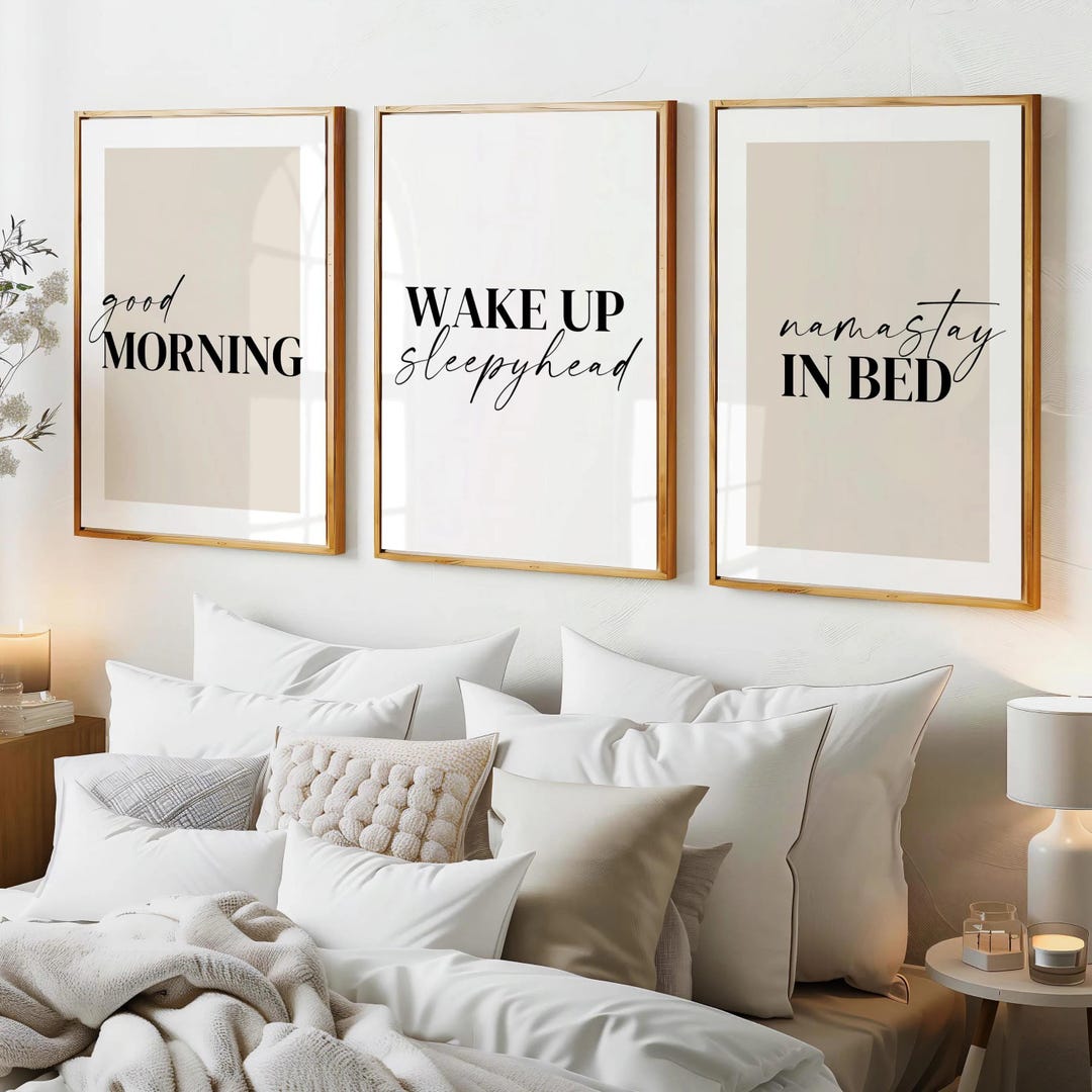 Bedroom Wall Prints Set of 3, Quote Posters Bed Wall Art, New Home ...