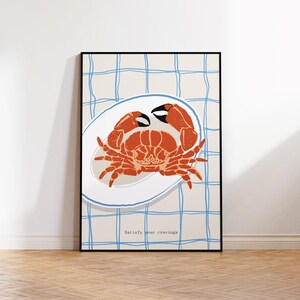 Coastal Crab Kitchen Art - Nautical Wall Decor Beach House Poster, Crab ...