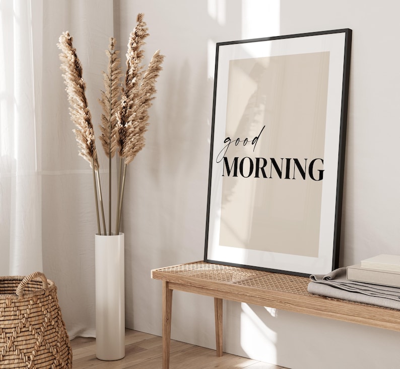 Good Morning Wall Art, Above Bed Print, Bedroom Typography Poster ...