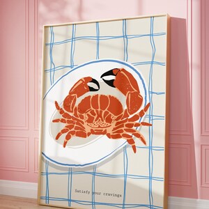 Coastal Crab Kitchen Art - Nautical Wall Decor Beach House Poster, Crab ...